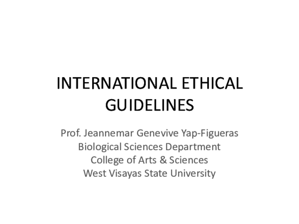 (PDF) INTERNATIONAL ETHICAL GUIDELINES