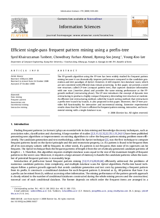 (PDF) Efficient single-pass frequent pattern mining using a prefix-tree