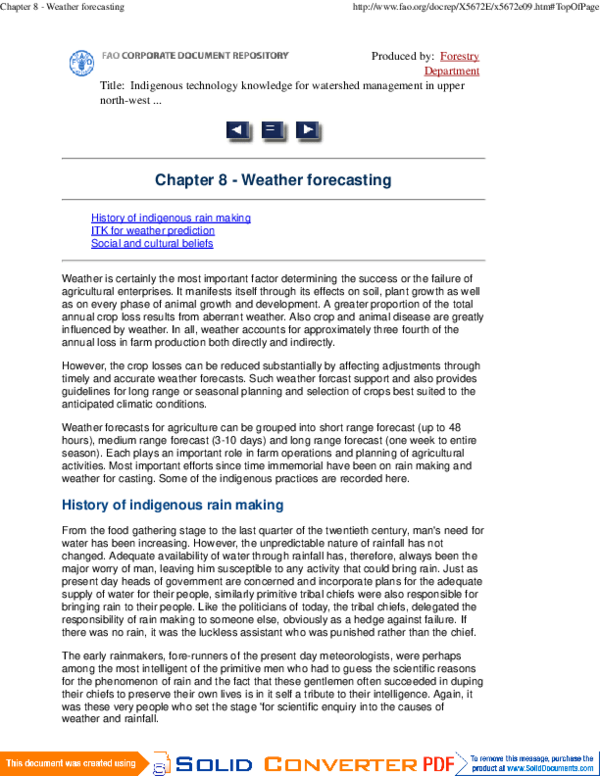(PDF) Chapter 8 -Weather forecasting History of indigenous rain making