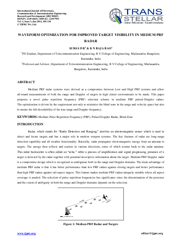 (PDF) WAVEFORM OPTIMIZATION FOR IMPROVED TARGET VISIBILITY IN MEDIUM PRF RADAR