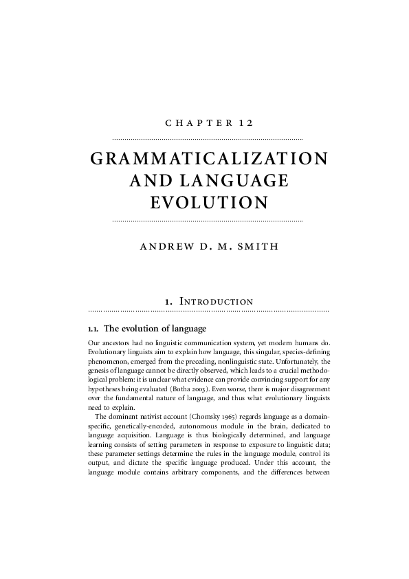 (PDF) Grammaticalization and Language Evolution