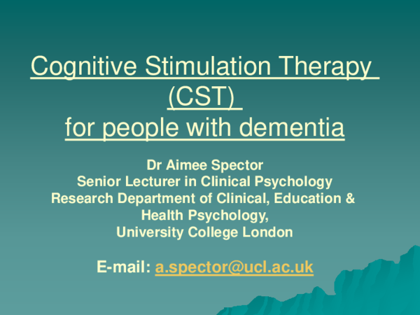 (PDF) Cognitive Stimulation Therapy (CST) for people with dementia