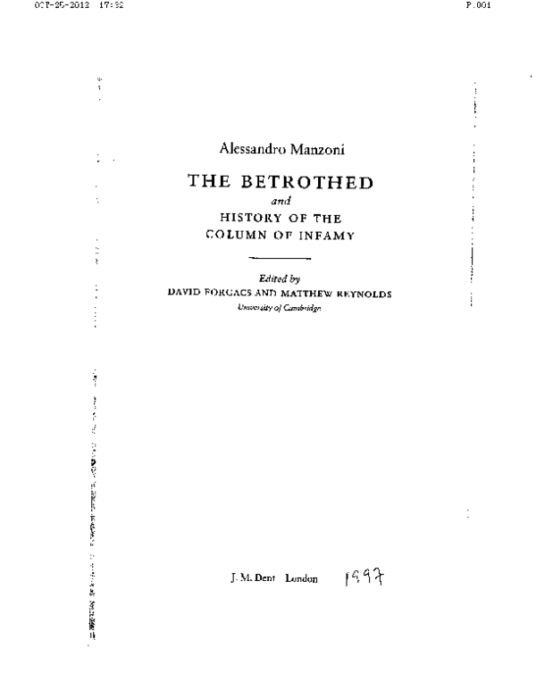 (PDF) Introduction to Alessandro Manzoni, The Betrothed and History of ...