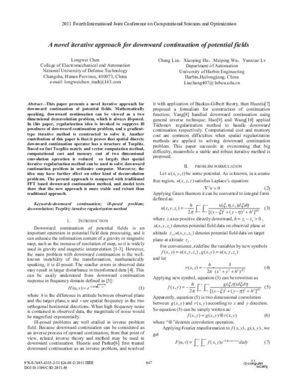 (PDF) A Novel Iterative Approach for Downward Continuation of Potential Fields