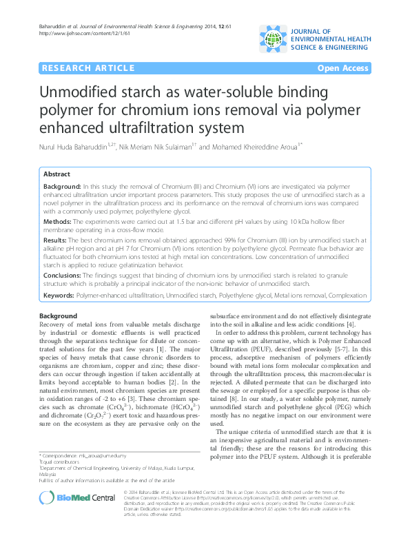 (PDF) Unmodified starch as water-soluble binding polymer for chromium ...