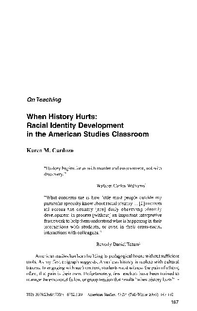 (PDF) When History Hurts: Racial Identity Development