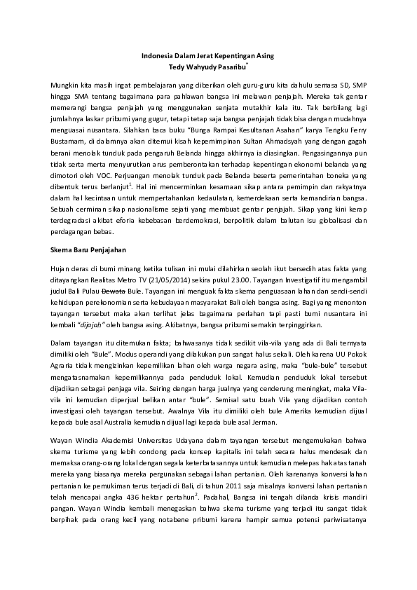 (DOC) Indonesia dalam Jerat Kepentingan Asing