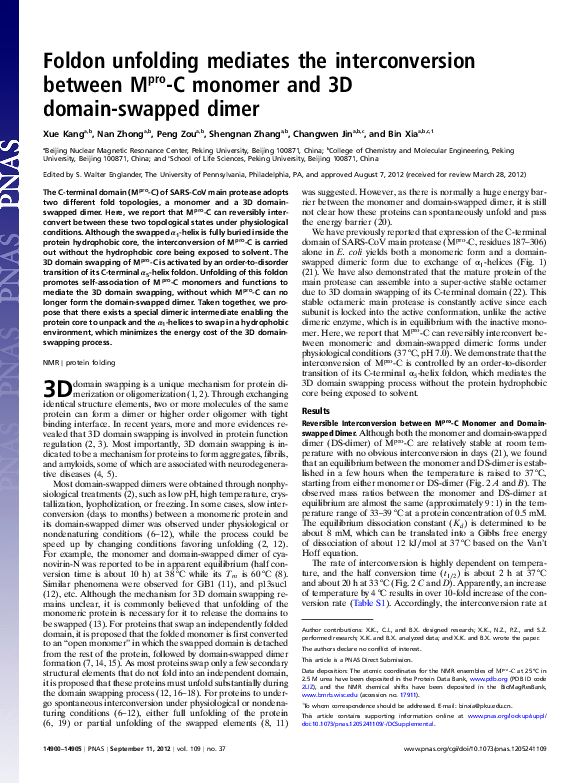(PDF) Foldon unfolding mediates the interconversion between M pro -C ...