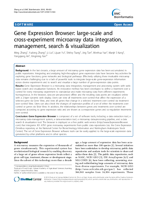 (PDF) Gene Expression Browser: large-scale and cross-experiment microarray data integration ...