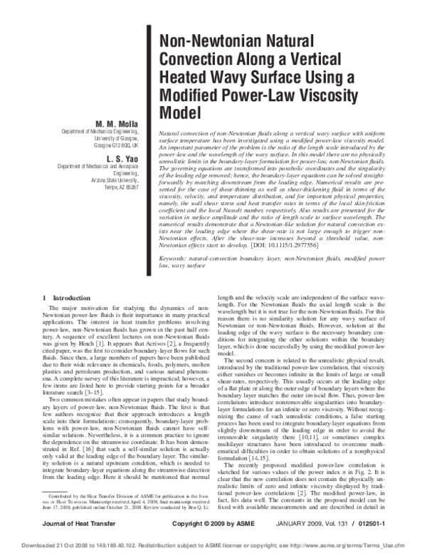 (PDF) Non-Newtonian Natural Convection Along a Vertical Heated Wavy ...