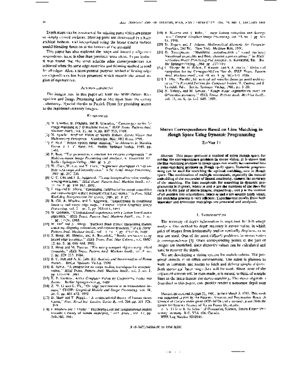 (PDF) Stereo correspondence based on line matching in Hough space using dynamic programming