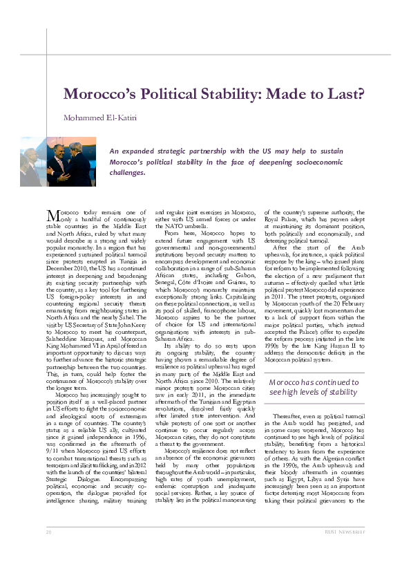 (PDF) Morocco's Political Stability: Made to Last?