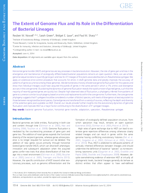 (PDF) The Extent of Genome Flux and Its Role in the Differentiation of ...
