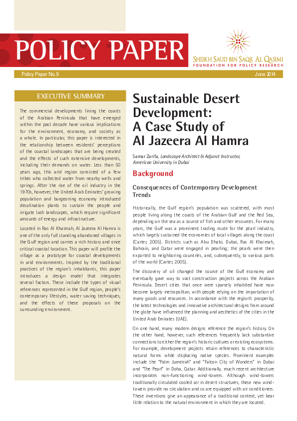 (PDF) Sustainable Desert Development: A Case Study of Al Jazeera Al Hamra