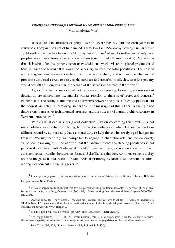 (PDF) Poverty and Humanity: Individual Duties and the Moral Point of View