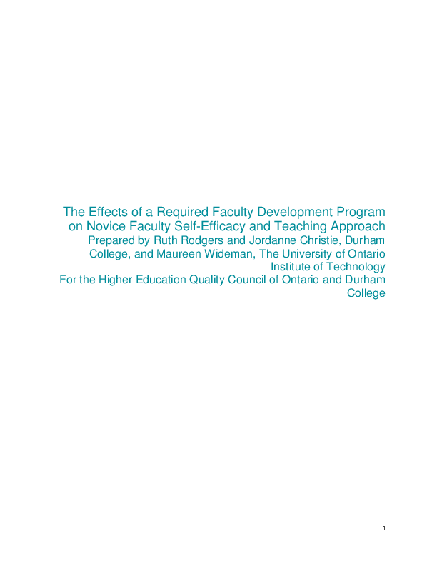 (DOC) The Effects of a Required Faculty Development Program on Novice Faculty Self-Efficacy and ...