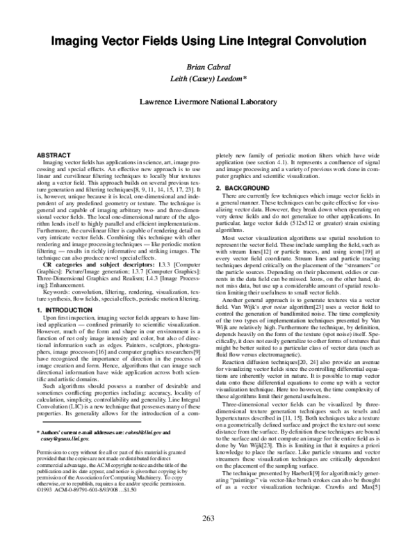 (PDF) Imaging vector fields using line integral convolution