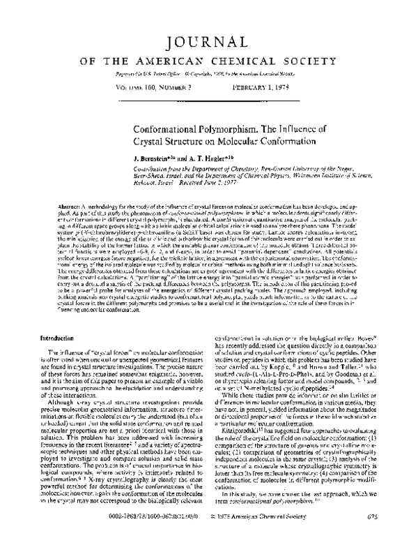 (PDF) Conformational Polymorphism. The Influence of Crystal Structure ...