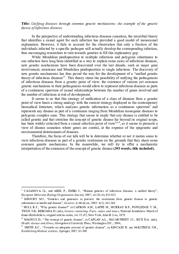 (PDF) Unifying diseases through common genetic mechanism: the example ...