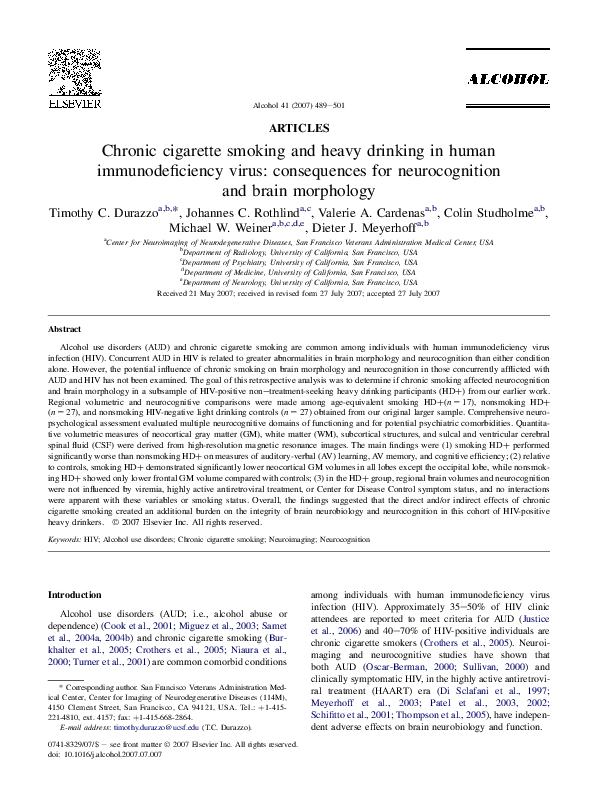 (PDF) Chronic cigarette smoking and heavy drinking in human ...