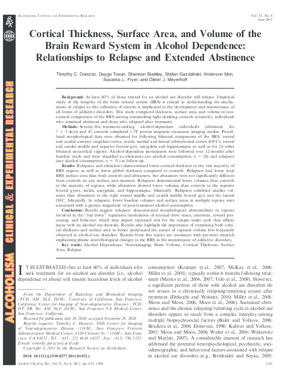 (PDF) Cortical Thickness, Surface Area, and Volume of the Brain Reward ...