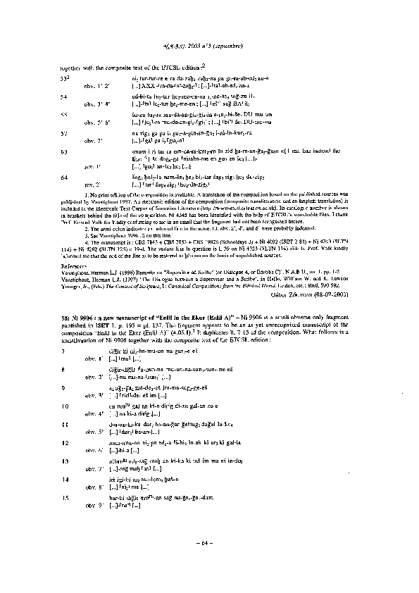 (PDF) Ni 9906: a new manuscript of ‘Enlil in the Ekur (Enlil A)’