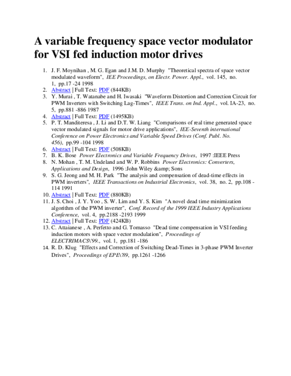 (DOC) A variable frequency space vector modulator for VSI fed induction motor drives