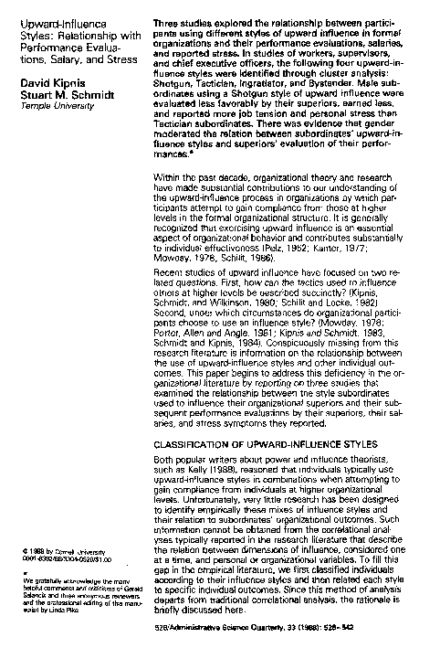(PDF) Upward-influence styles: Relationship with performance ...