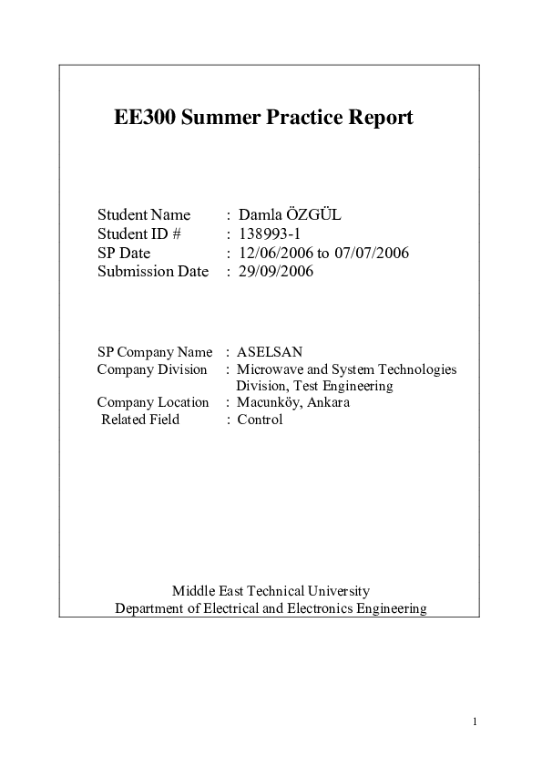 (PDF) EE300 Summer Practice Report