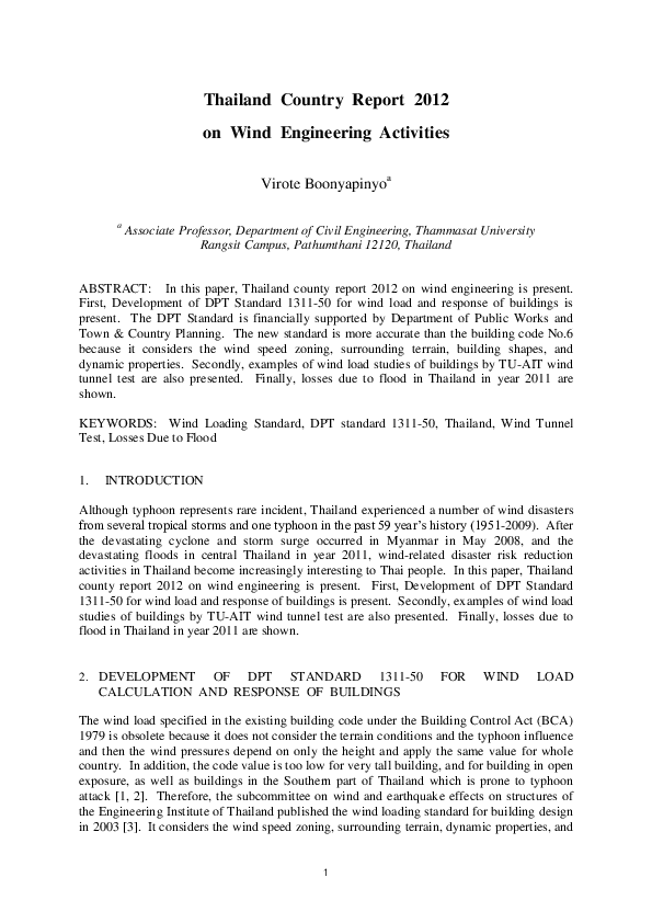 (PDF) Thailand Country Report 2012 on Wind Engineering Activities