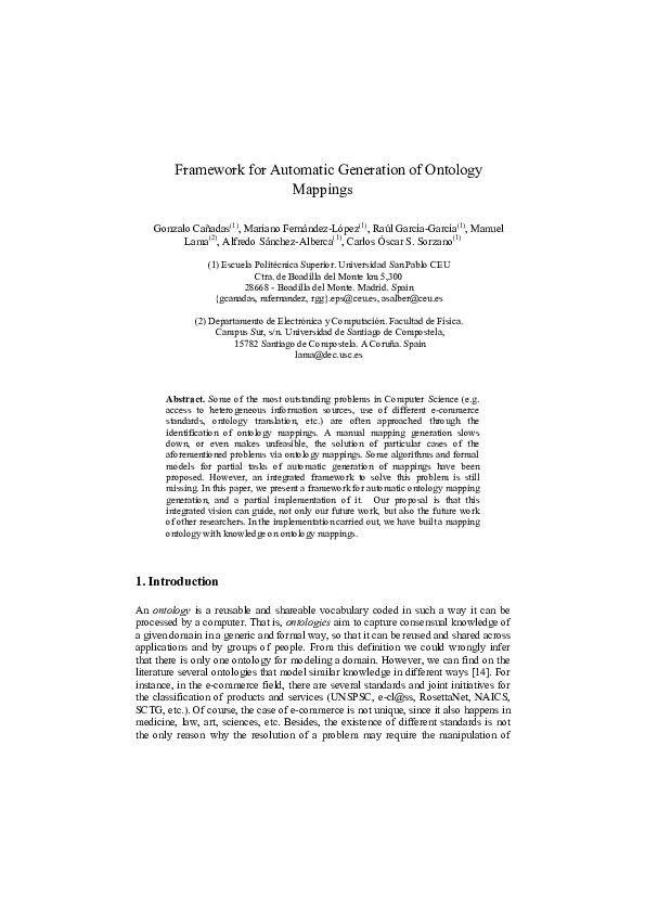 (PDF) Framework for Automatic Generation of Ontology