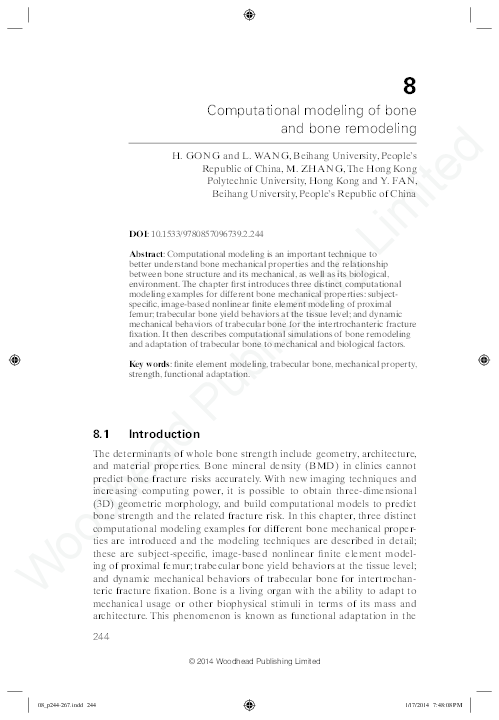 (PDF) Computational modeling of bone and bone remodeling