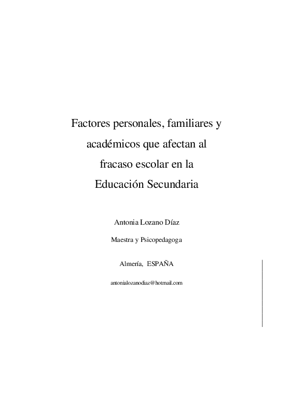 (PDF) Factores personales, familiares y académicos que afectan al fracaso escolar en la ...
