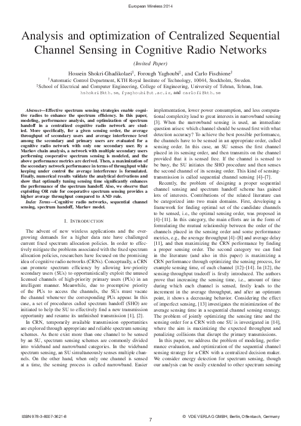(PDF) Optimizing Channel Sensing in Cognitive Radio Networks