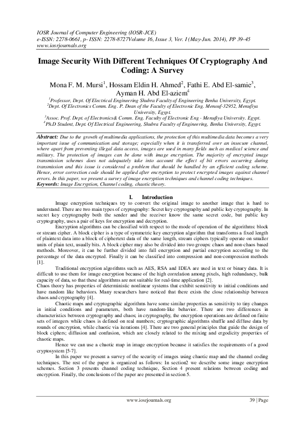 (PDF) Image Security With Different Techniques Of Cryptography And Coding: A Survey