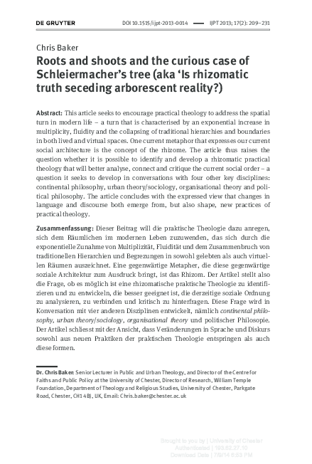 (PDF) ‘Roots and Shoots and the curious case of Schleiermacher’s Tree ...