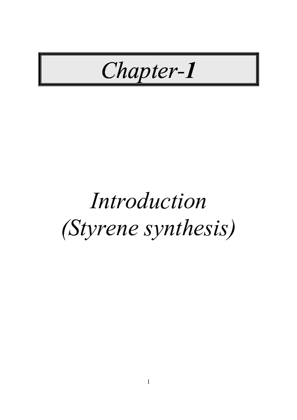 (PDF) Chapter-1 Introduction (Styrene synthesis