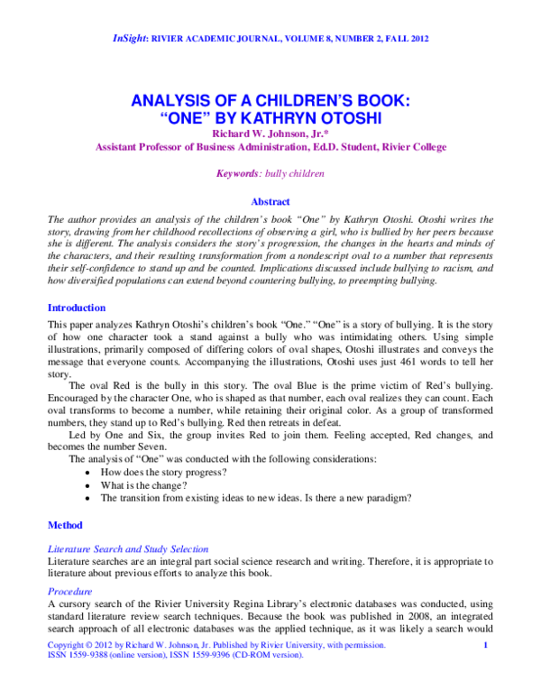 (PDF) ANALYSIS OF A CHILDREN’S BOOK