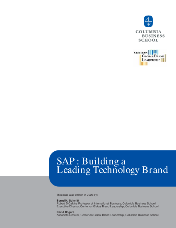 (PDF) SAP : Building a Leading Technology Brand