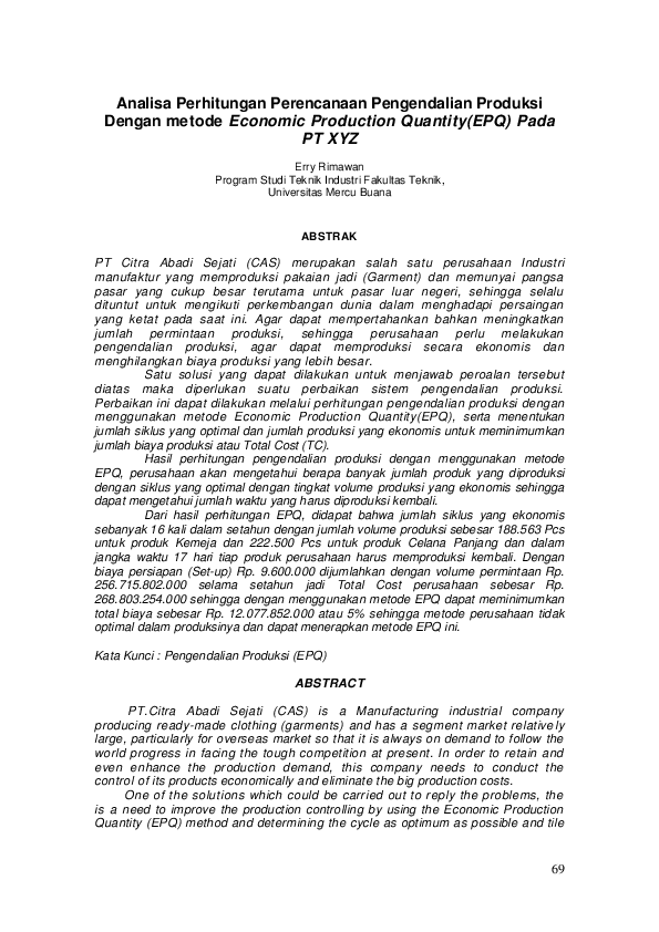 (PDF) Analisa Perhitungan Perencanaan Pengendalian Produksi Dengan ...