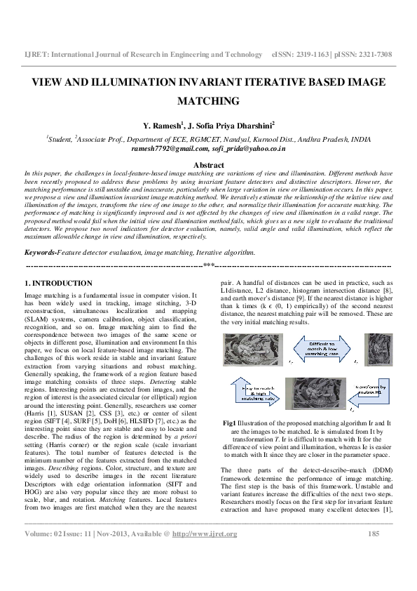 (PDF) VIEW AND ILLUMINATION INVARIANT ITERATIVE BASED IMAGE