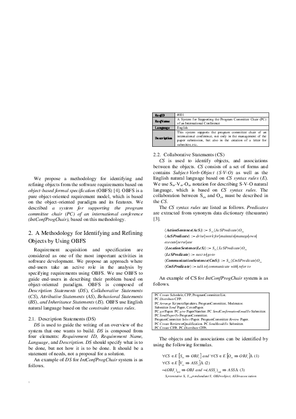 (PDF) A Methodology for Identifying and Refining Objects from the Software Requirements Based on ...