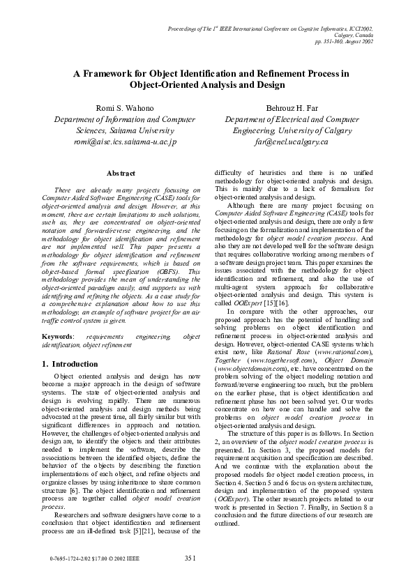 (PDF) A Framework for Object Identification and Refinement Process in Object-Oriented Analysis ...