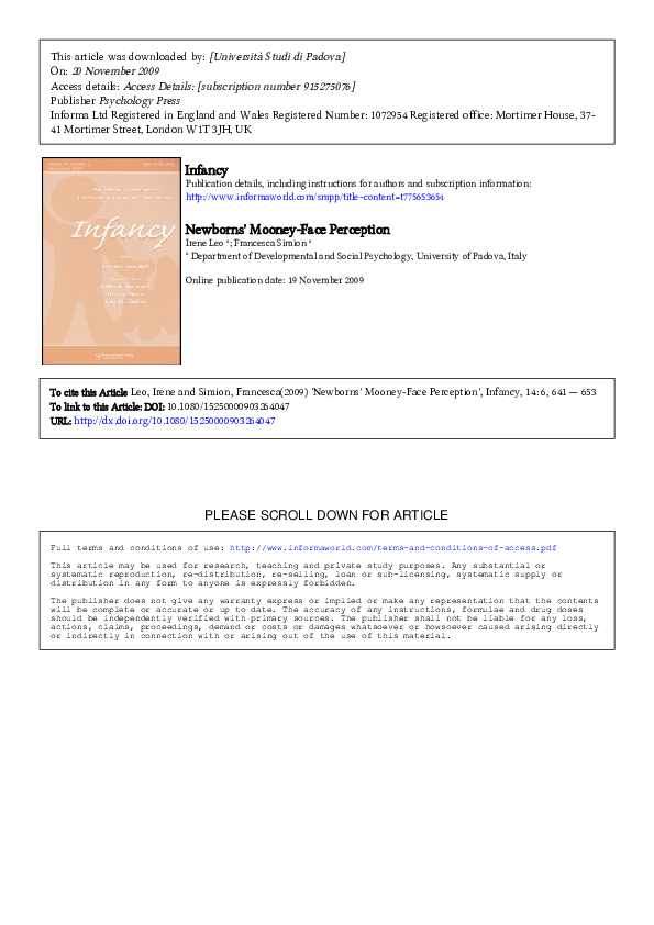 (PDF) Newborns' Mooney-Face Percpetion