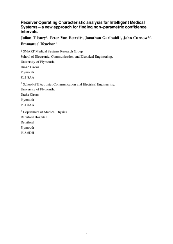 (PDF) Receiver Operating Characteristic analysis for Intelligent Medical Systems - a new ...