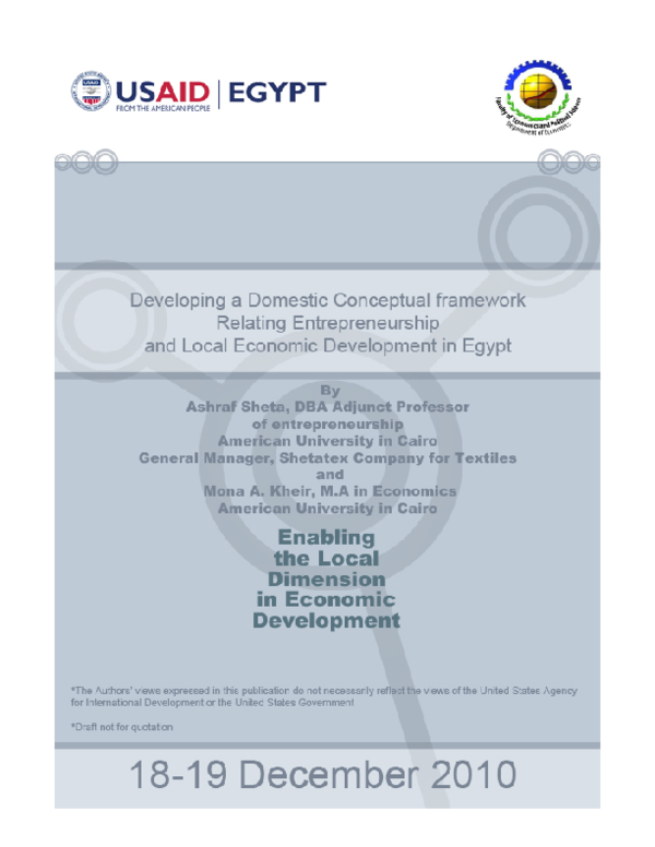 (PDF) Developing a conceptual framework relating entrepreneurship and ...