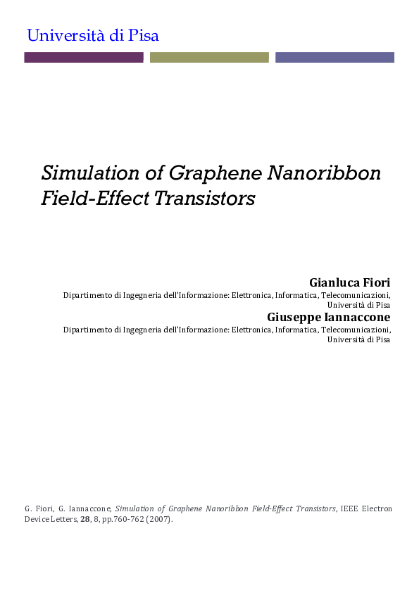 (PDF) Simulation of graphene nanoribbon field-effect transistors