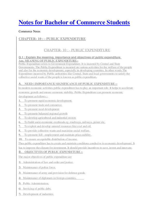 (DOC) Notes for Bachelor of Commerce Students Commerce Notes CHAPTER-10 ...