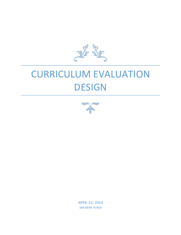 (DOC) Curriculum Evaluation Design