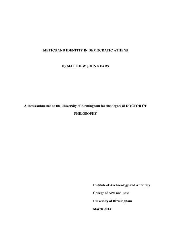 (PDF) Metics and Identity in Democratic Athens